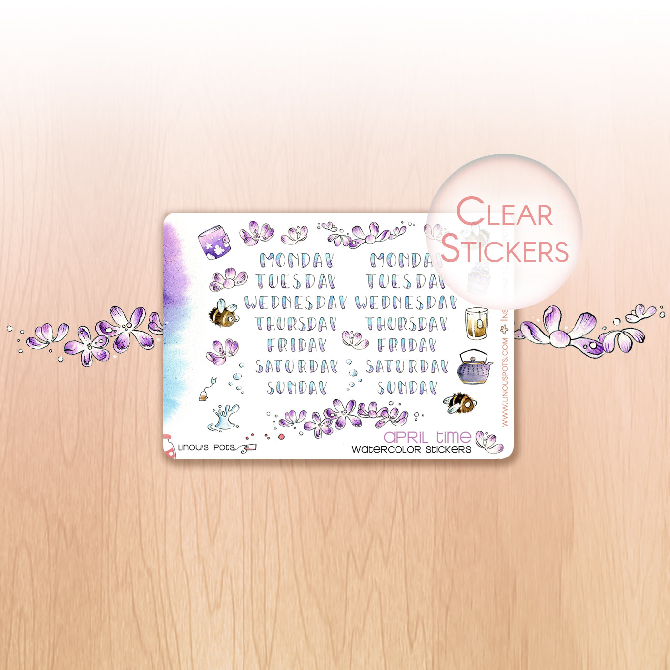 Buzzing in the Rain - Watercolor Planner Stickers MINI - Weekly Letter ...