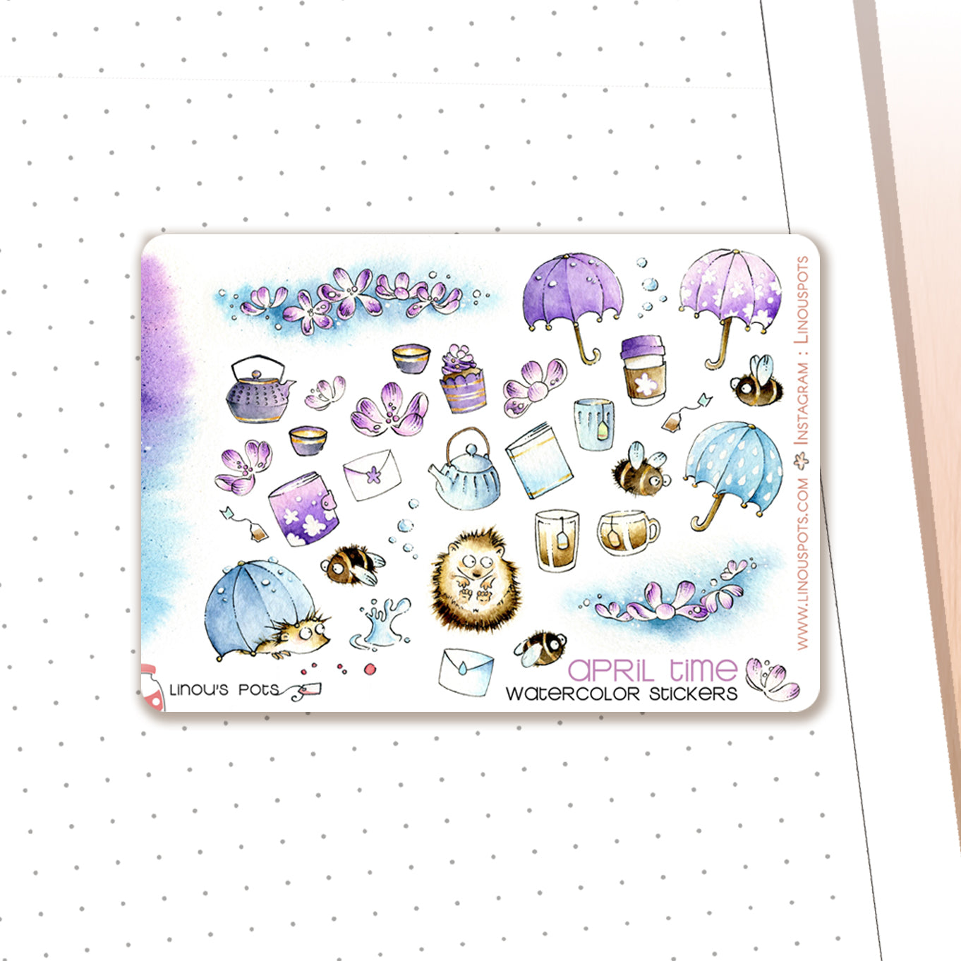 Buzzing in the Rain - Decorative Watercolor Stickers MINI - Bees & Hed ...