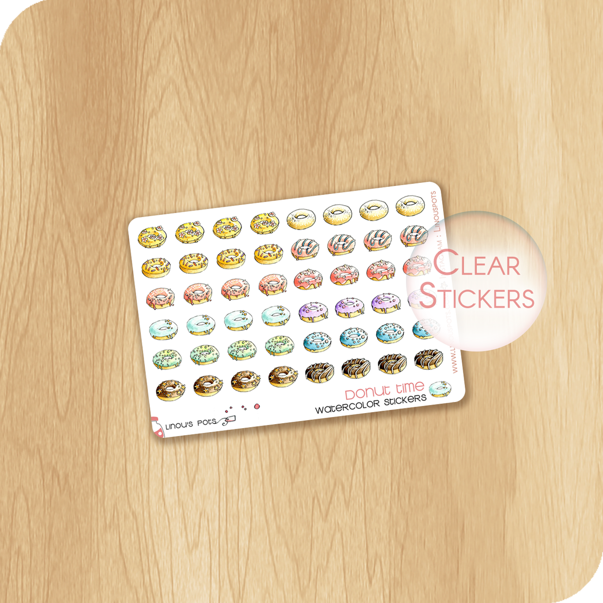 Coffee Time - Watercolor Planner Stickers MINI - 48 Donuts – Linouspots