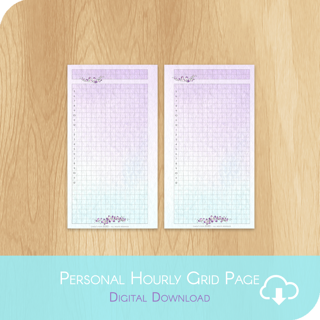 Buzzing In The Rain - Printable PERSONAL Hourly Grid Page – Linouspots