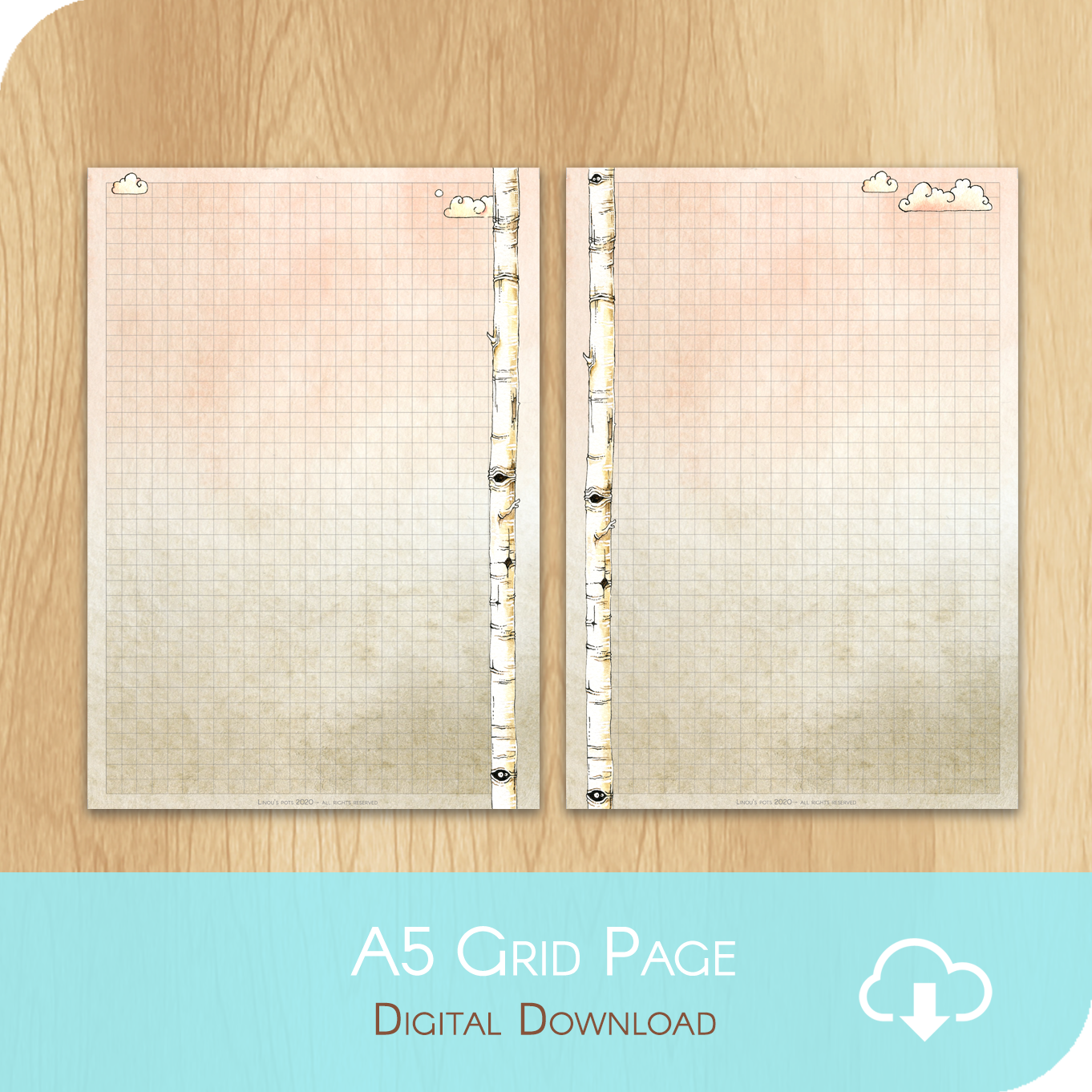Love Is In The Air - Printable A5 Grid Notes Page – Linouspots