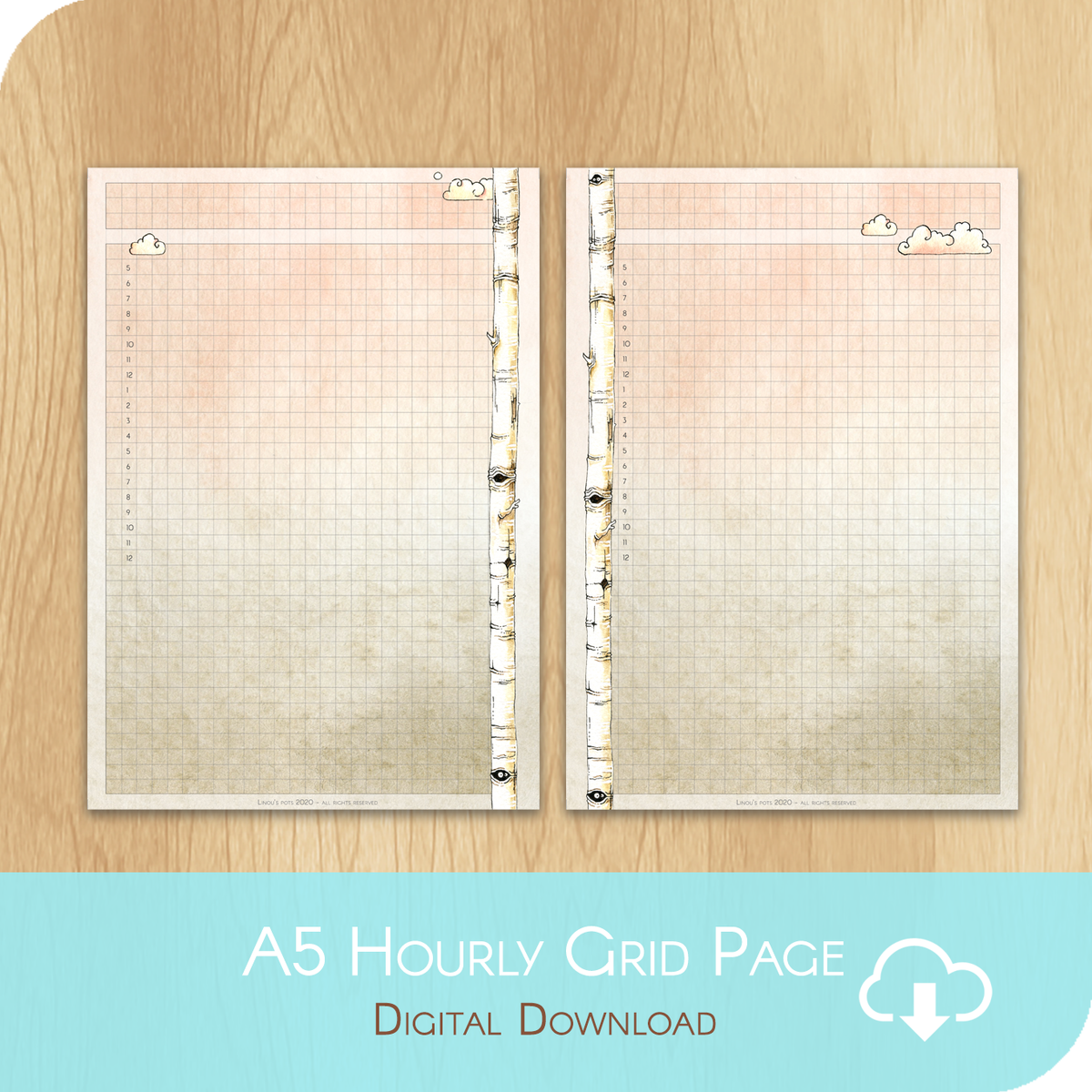 Love Is In The Air - Printable A5 Grid Hourly Page – Linouspots