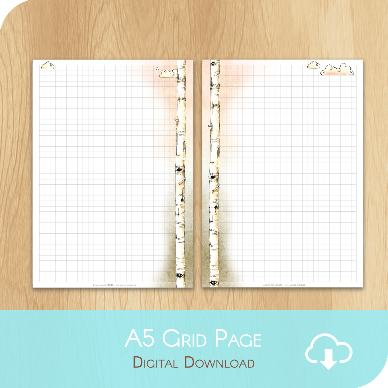 Love Is In The Air - Printable A5 Grid Notes Page - White Version ...